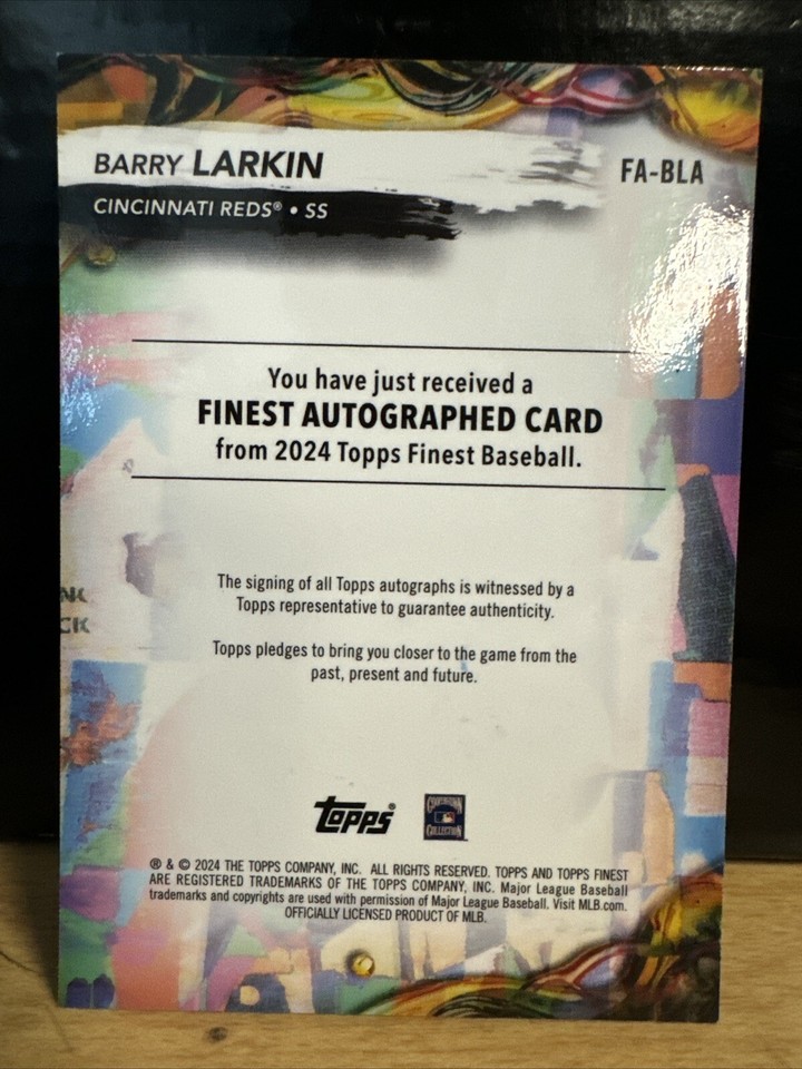 2024 Topps Finest Baseball - Barry Larkin Auto Autograph HOF REDS 🔥 | eBay