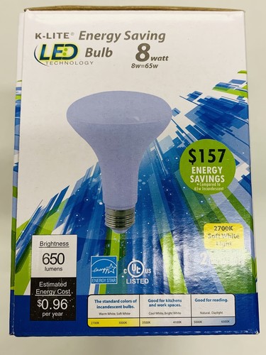 2- K-LITE LED Bulb Energy Saving 8W=65W Dimmable 2700K Household Bulbs ...