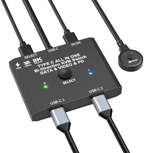 USB C Switch,Bi-Directional USB C Switcher 2 Laptops,USB Type C KVM ...