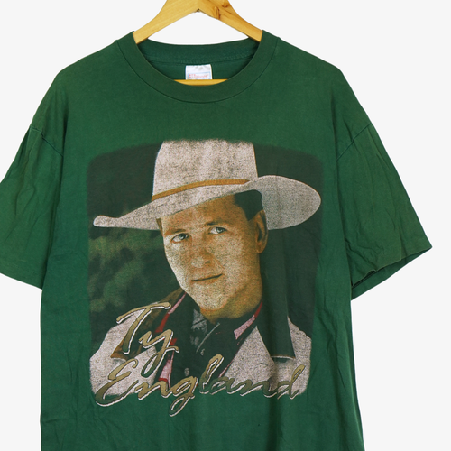 Vintage Ty England T-Shirt ~ 1990s Faded Green Band Country Music Tee ...