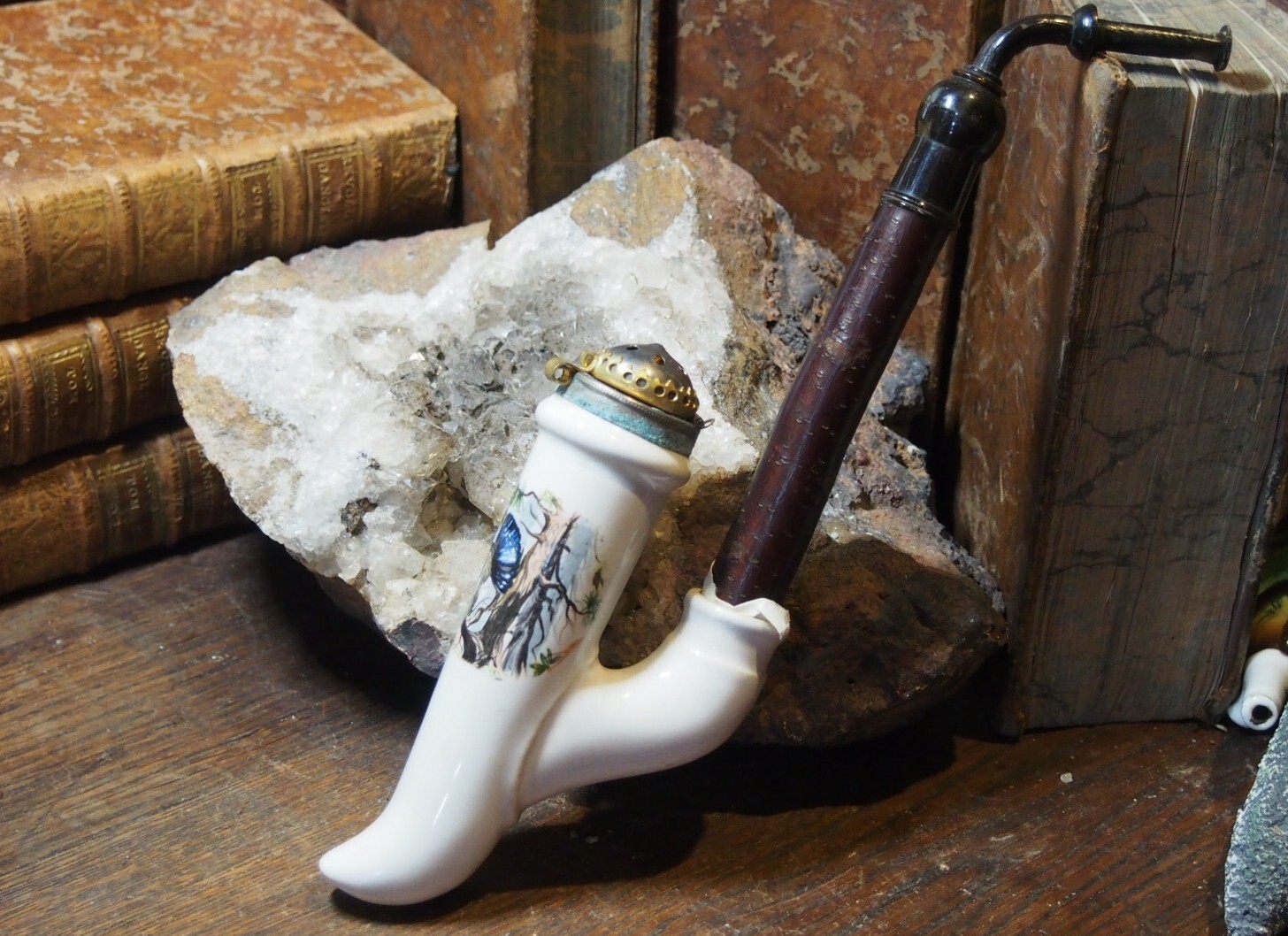 PIPE en porcelaine monobloc à sabot "de 1840 (rare) peinture miniature ...