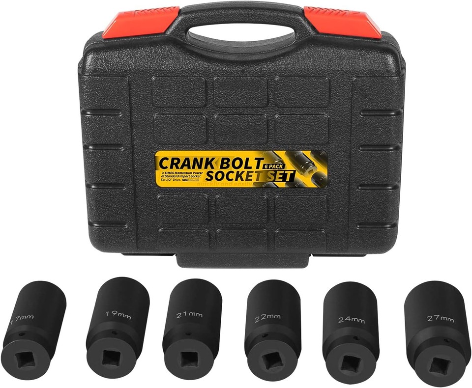 1/2" Drive Metric Crank Bolt Socket Set - 17MM, 19MM, 21MM, 22MM, 24MM ...