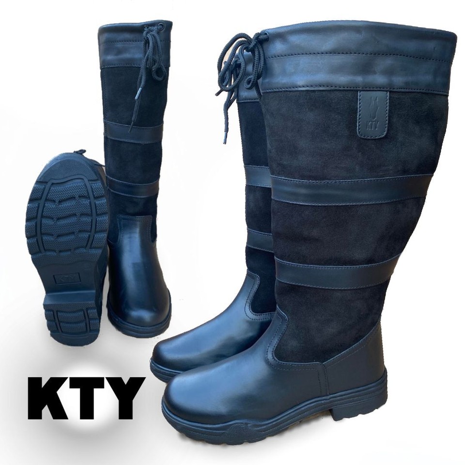 KTY Country Boots WIDE & EXTRA WIDE FIT Leather Waterproof Riding ...
