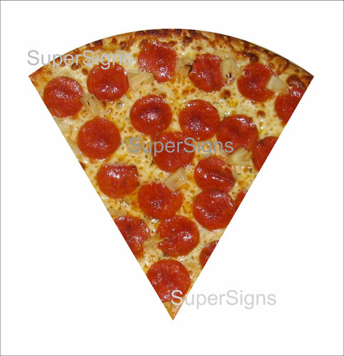 2 24" PEPPERONI PIZZA SLICE Decal Sticker set for Delivery Shop Window ...