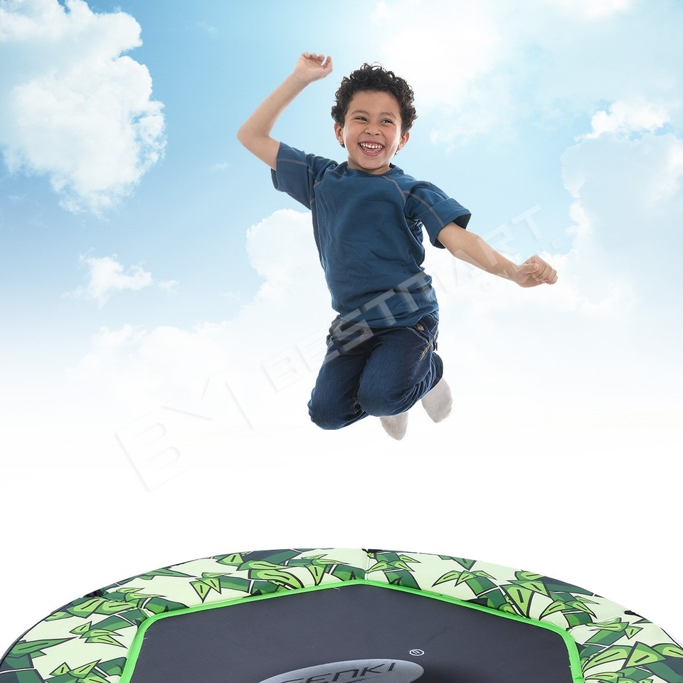Genki 55in Kids Trampoline Panda Enclosure Safety Net Jumping Spring ...