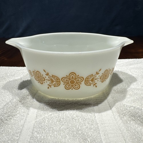 Vintage White Pyrex Butterfly Gold 1 1/2 Qt Casserole 474-B No Lid | eBay