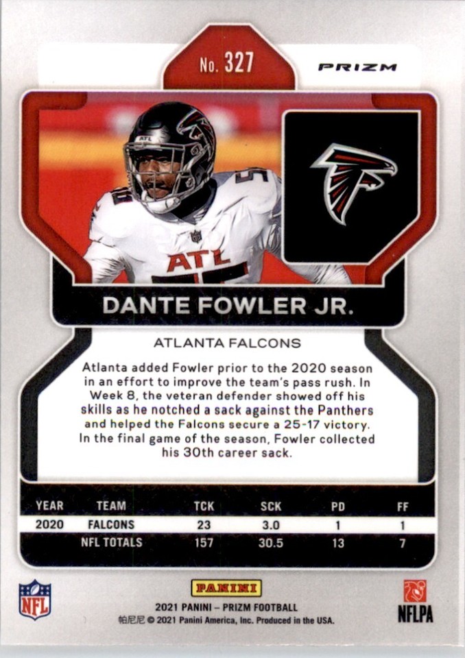 2021 Panini Prizm Silver Dante Fowler Jr. Atlanta Falcons #327 | eBay