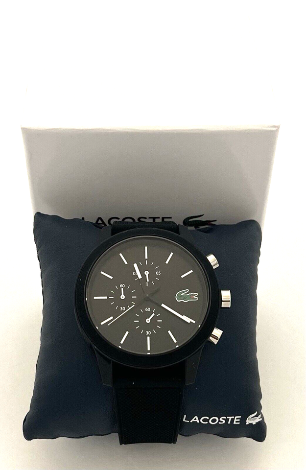 LACOSTE 12.12 CHRONOGRAPH BLACK WATCH WITH BLACK SILICON BAND 2010972 ...