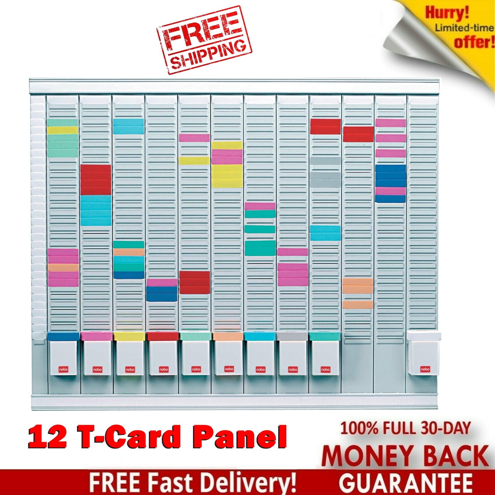 Nobo 12 Panel T Card Title Board Holder Maxi Kit Office Planner Wall ...