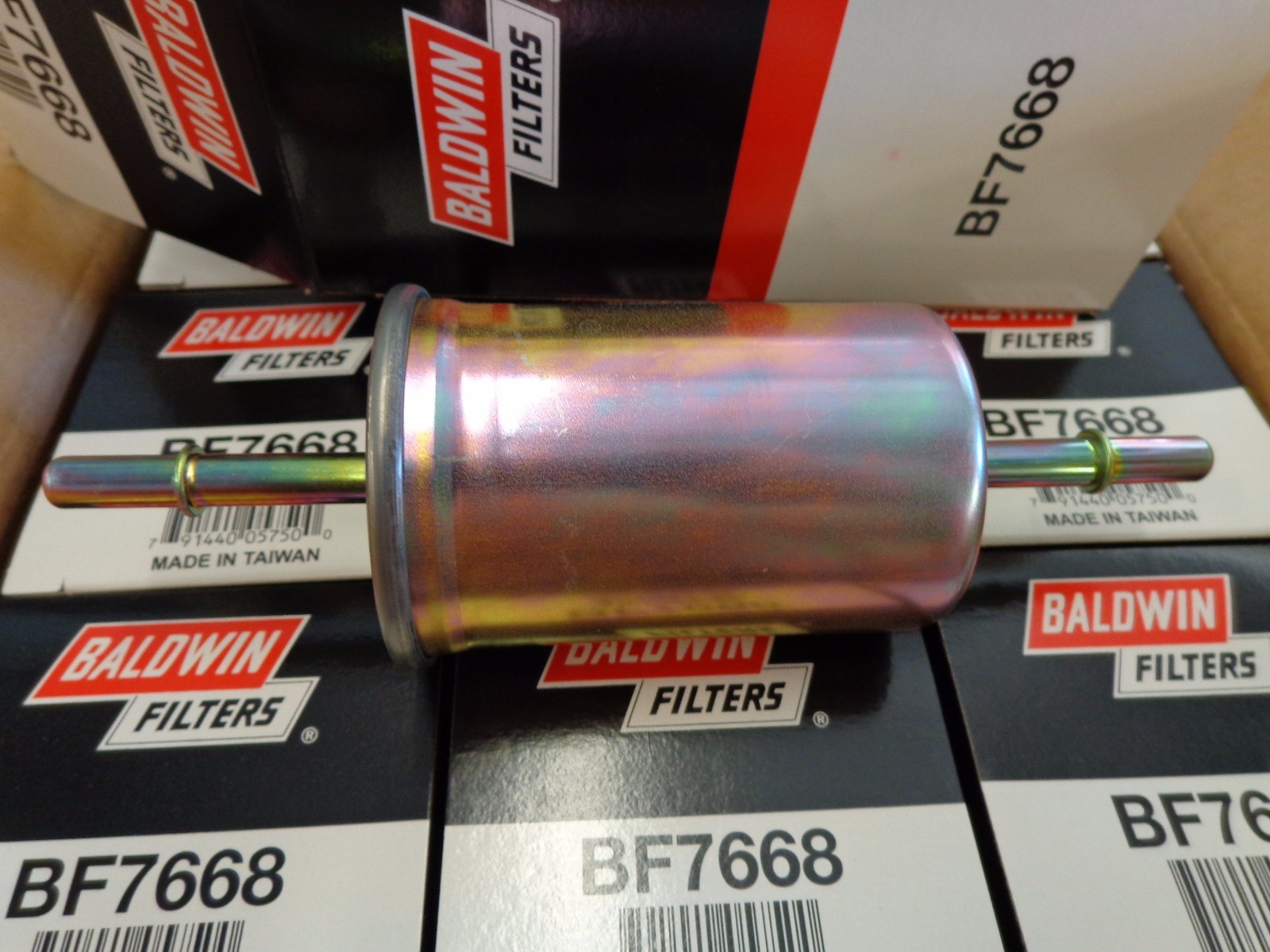 Case Of 12 Baldwin BF7668 Inline Fuel Filter 5/16" IN & Out, Ford F89Z ...
