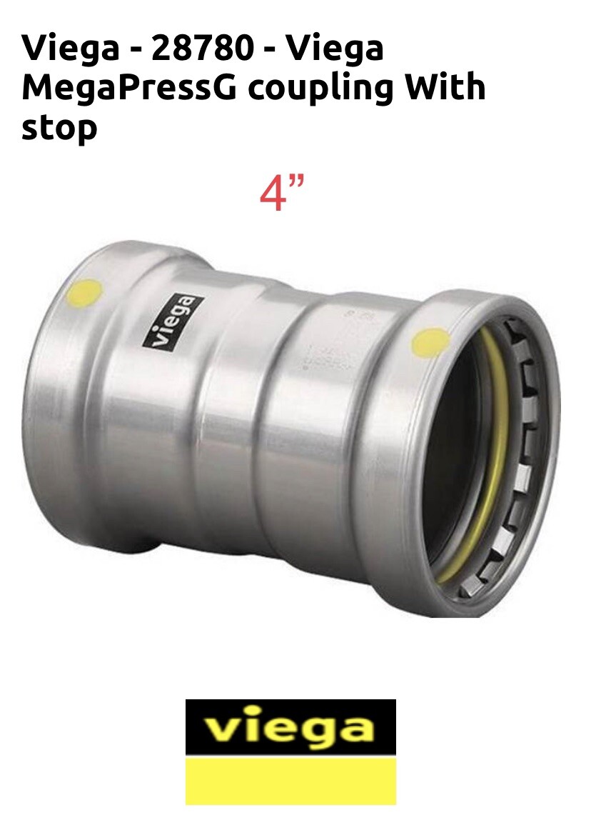 4” VIEGA 28780 MegaPressG Stop Coupling CARBON STEEL PxP Press Gas Pipe ...