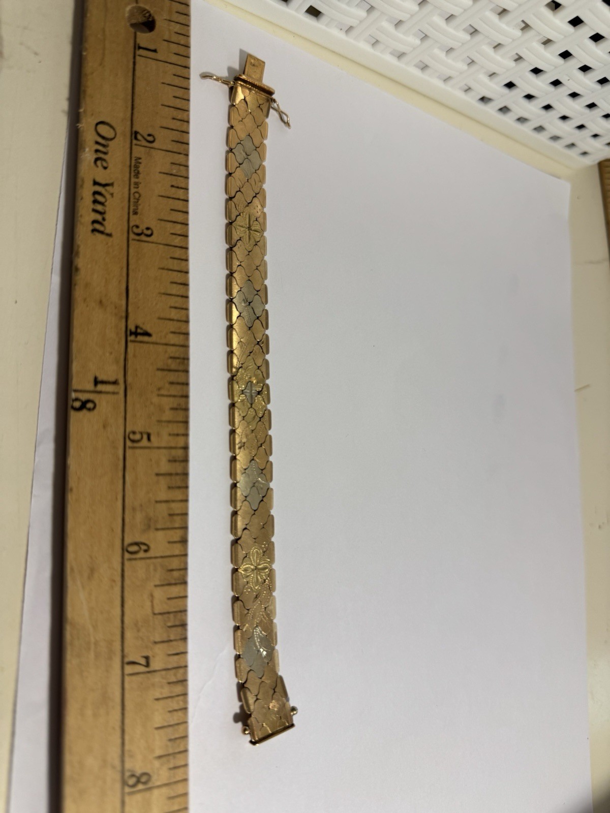 Vintage 18k 18Kt Gold Bracelet Italy Solid Tri Color Scales Diamond ...