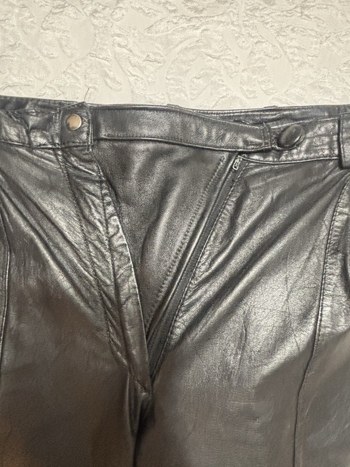 Echtes Leder Black Leather 1980's Pants Modified Cod Piece Fly size 30 ...