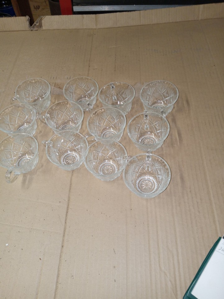 12 Vintage Clear Pressed Glass Punch Bowl Cups - Cups Only | eBay
