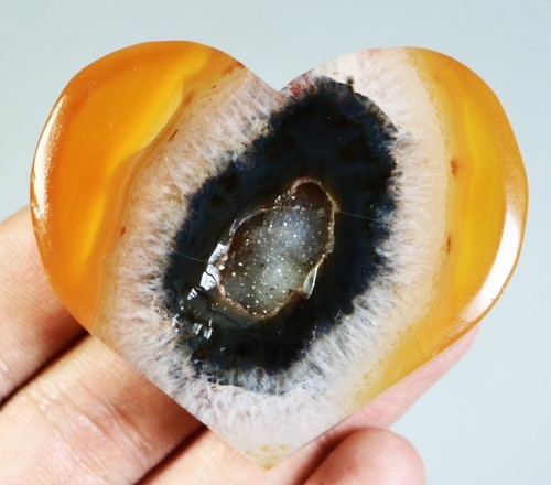 Natural Geode ! Red Orange Carnelian Agate Quartz Crystal Stone Heart ...