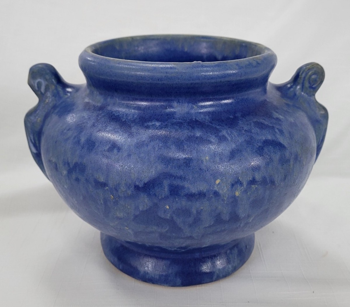 Unique Old Brush Mccoy Pottery Blue Handled Art Pottery Antique