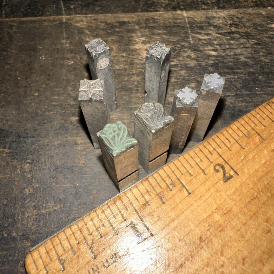 Printing Blocks ( 7 Ornamental Lead Borders ) Lead Dingbats. Variety ...