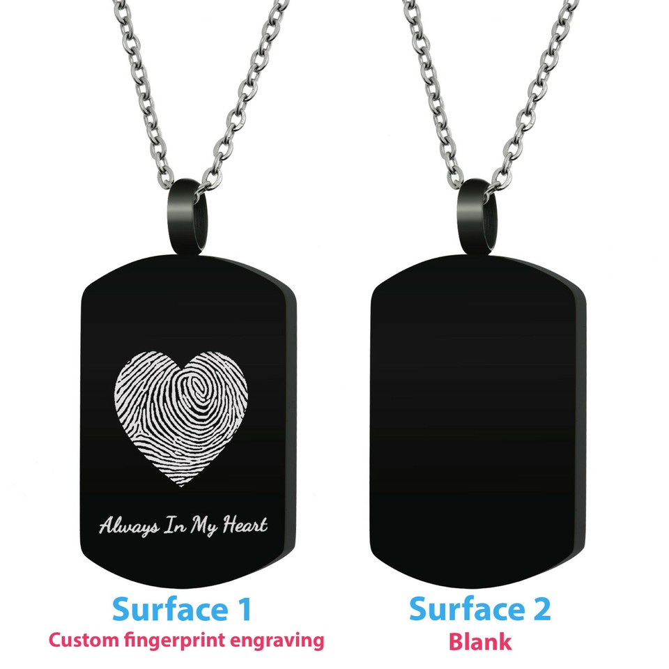 Personalized Heart Fingerprint Photo Text Custom Engraving Urn Memorial ...