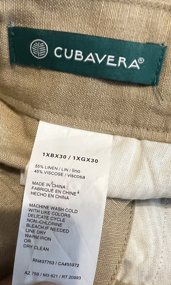 CUBAVERA Men’s Beige Linen Blend Pants, Size 1X Inseam 30 | eBay