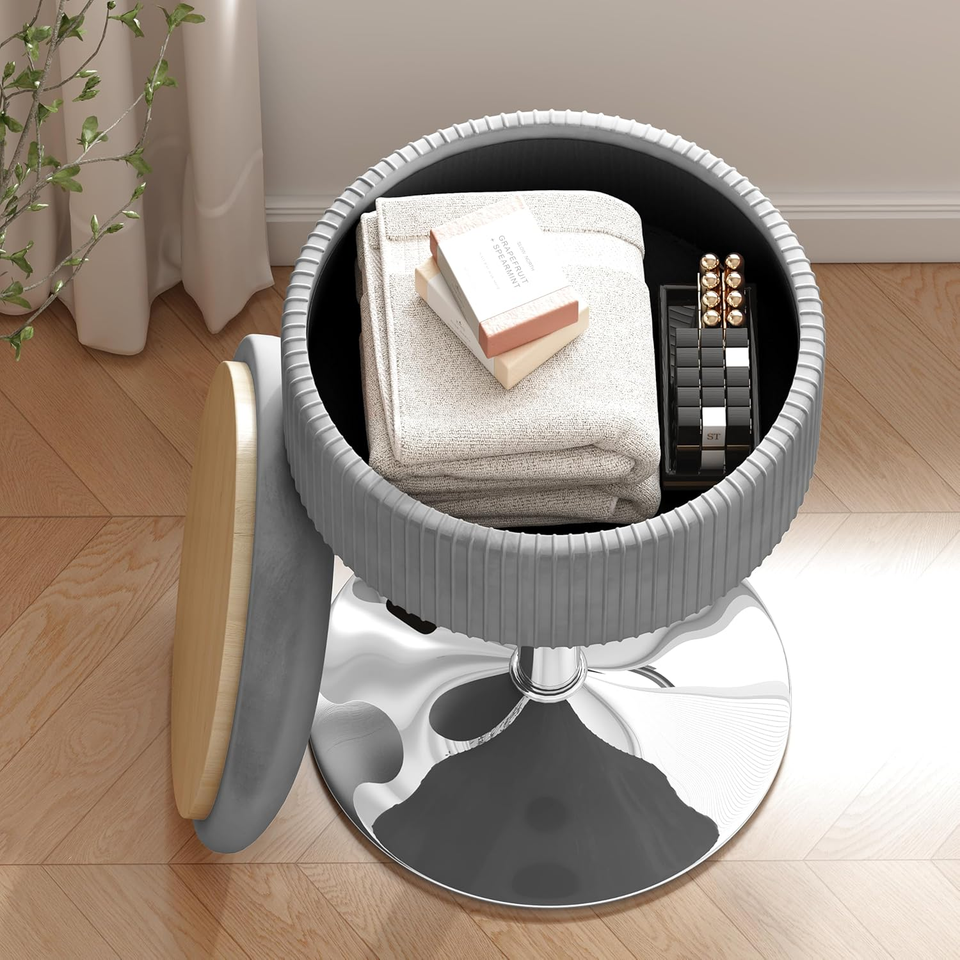 ® Adjustable Storage Stool Chair for Vanity Desk Bathroom Bedroom, 360 ...