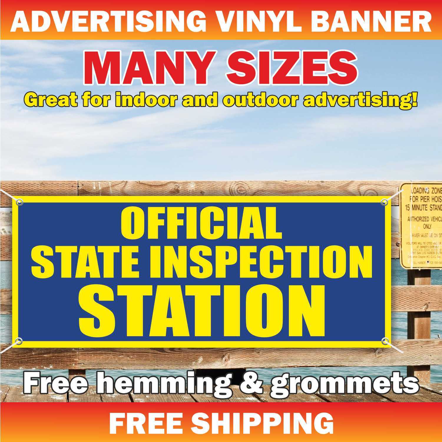 OFFICIAL STATE INSPECTION STATION Advertising Banner Vinyl Mesh Sign ...