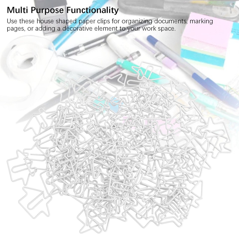 100Pcs House Shaped Paper Clips Iron Wire Multifunctional Decorative ...