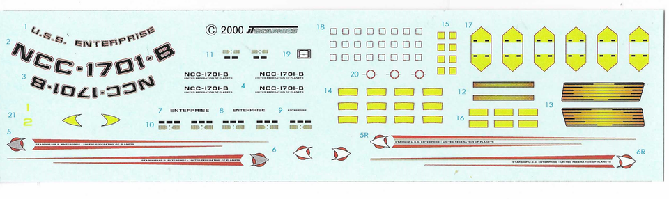 JT-Graphics USS ENTERPRISE Starship Decals 1/1000 For AMT Kits READ ...