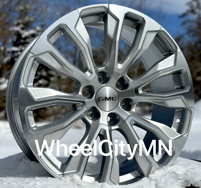 22" silver machine OE replica 14025 rims fits 2023 GMC Sierra Yukon ...