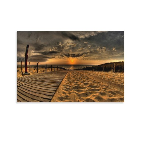 Landscape Poster Beach Sunset Bar Unframed Indoor Canvas Art 18x12 Inch ...