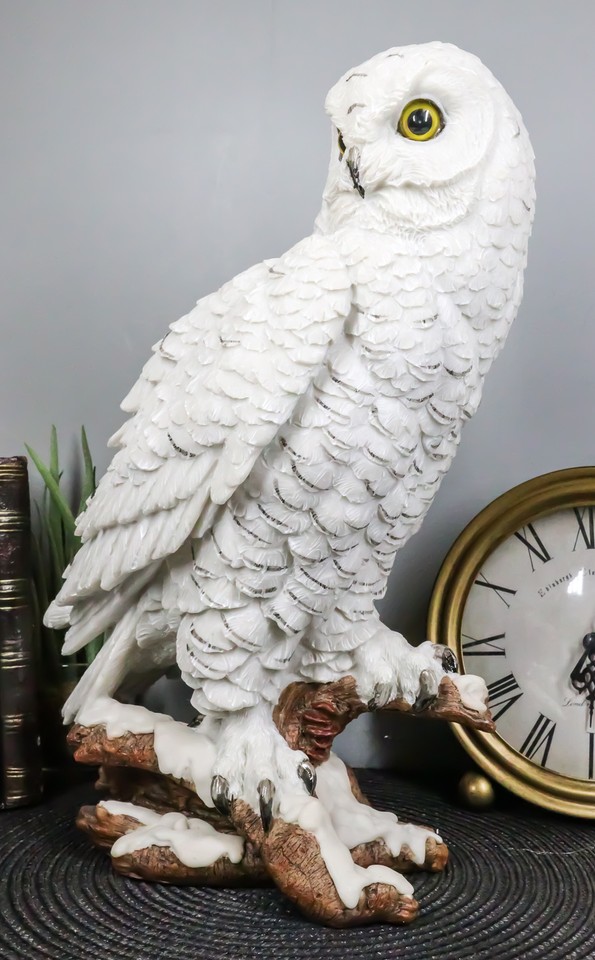 Mystical White Snow Owl Bird Statue 12.25"Tall Nocturnal Bird Wildlife ...