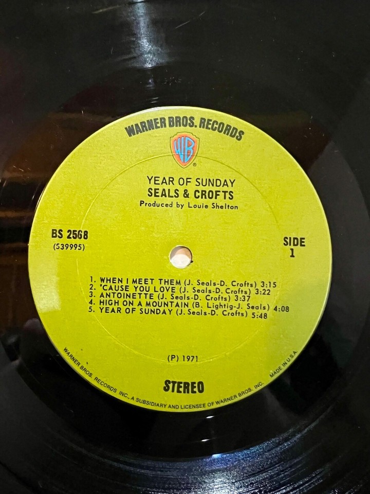 Seals & Crofts - Year Of Sunday Vinyl LP 1971 Warner Bros BS2568 VG+/VG ...