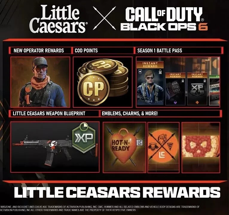 CALL OF DUTY BLACK OPS 6 BO6🍕LITTLE CAESARS PROMO🧾INSTANT-‼️READ ...