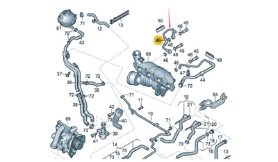 2006-2014 Audi TT VW 2.0T Turbocharger Coolant Pipe Return For | 06J121497H