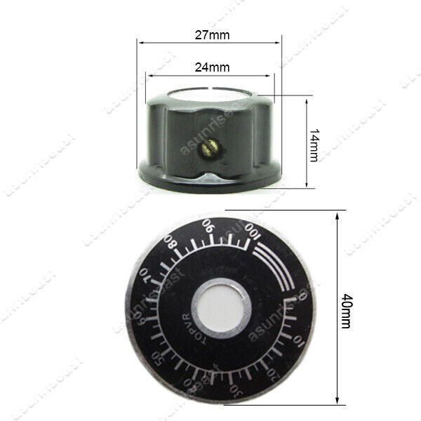 100x Rotary Potentiometer Pot Knob Cap for 6mm Shaft + Counting Dial 0 ...
