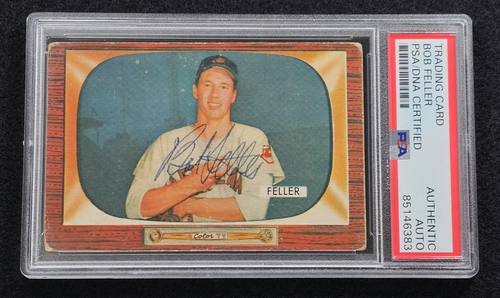 Rare 1955 BOB FELLER Signed Bowman Baseball Card-HOF-CLEVELAND INDIANS ...
