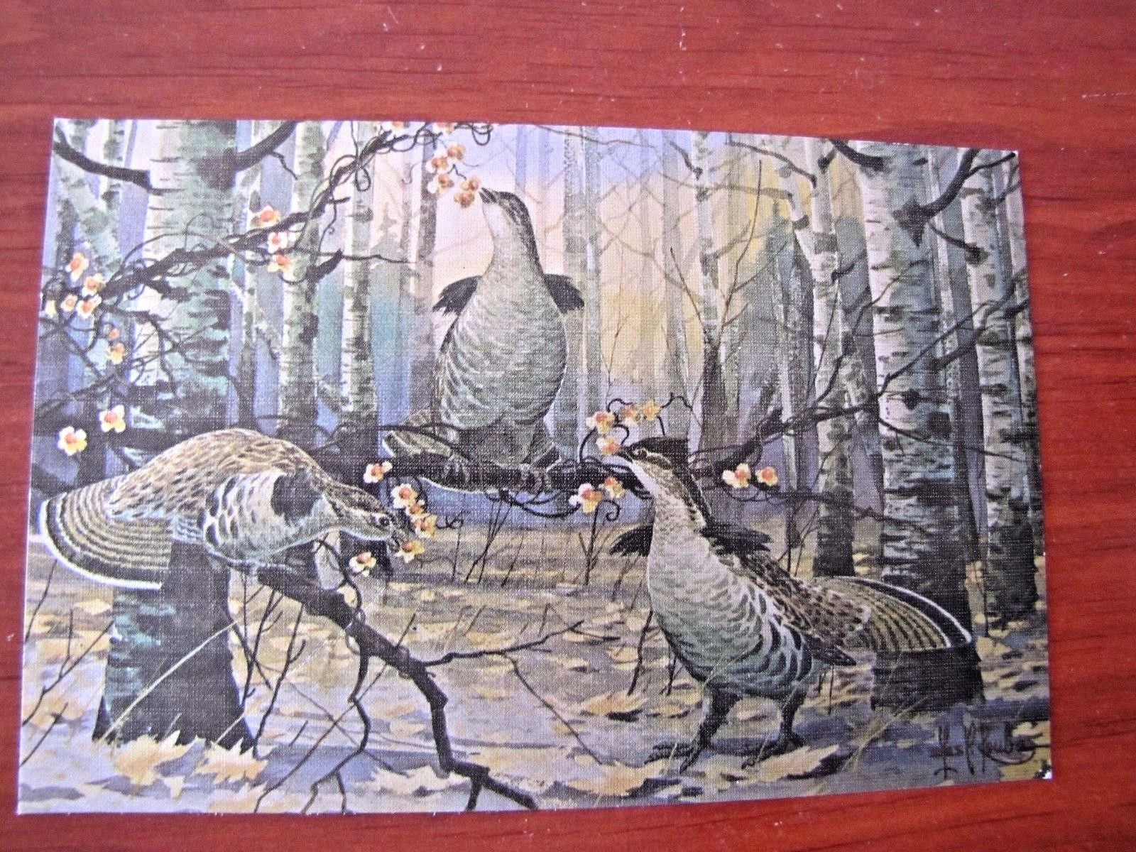 Les Kouba - Ruffed Grouse print in metallic - 4 1/4 x 6 1/2 inches ...