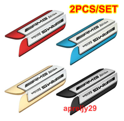 2Pcs Mercedes Benz AMG Edition Badge Set For Side Wing Badge Fender ...