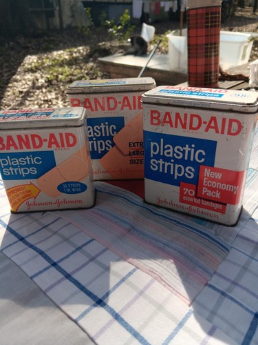 vintage metal band aid boxes lot of three | eBay
