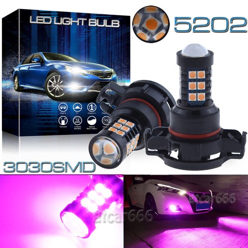 2X H16 5202 5201 Fog light 30-3030SMD LED Bulb Pink Purple Lamp Daytime ...