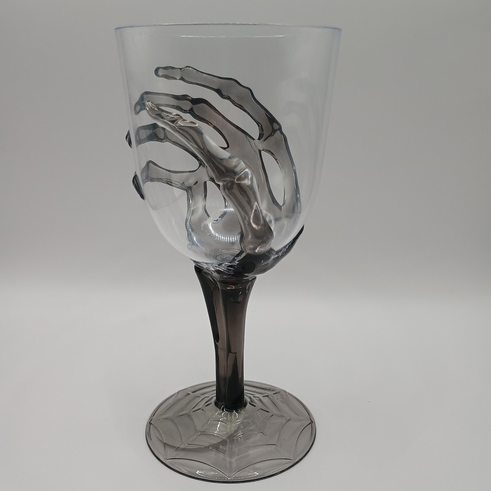 Spooky Skeleton Hand Goblet Acrylic Halloween Black Wine Glasses 11.8 ...