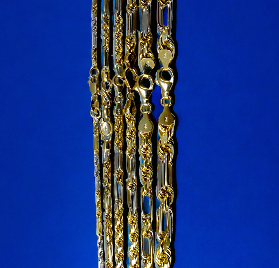 14K Two Tone Gold SOLID Milano Figaro Rope Chain Necklace Diamond Cut ...