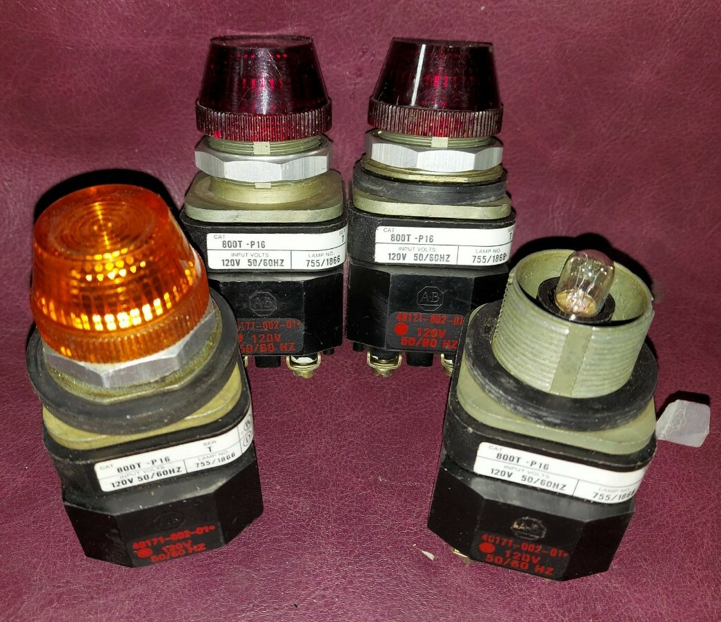 Lot of 4 - ALLEN BRADLEY INDICATOR LIGHT 800T-P16 SER T 120v 40171-002 ...