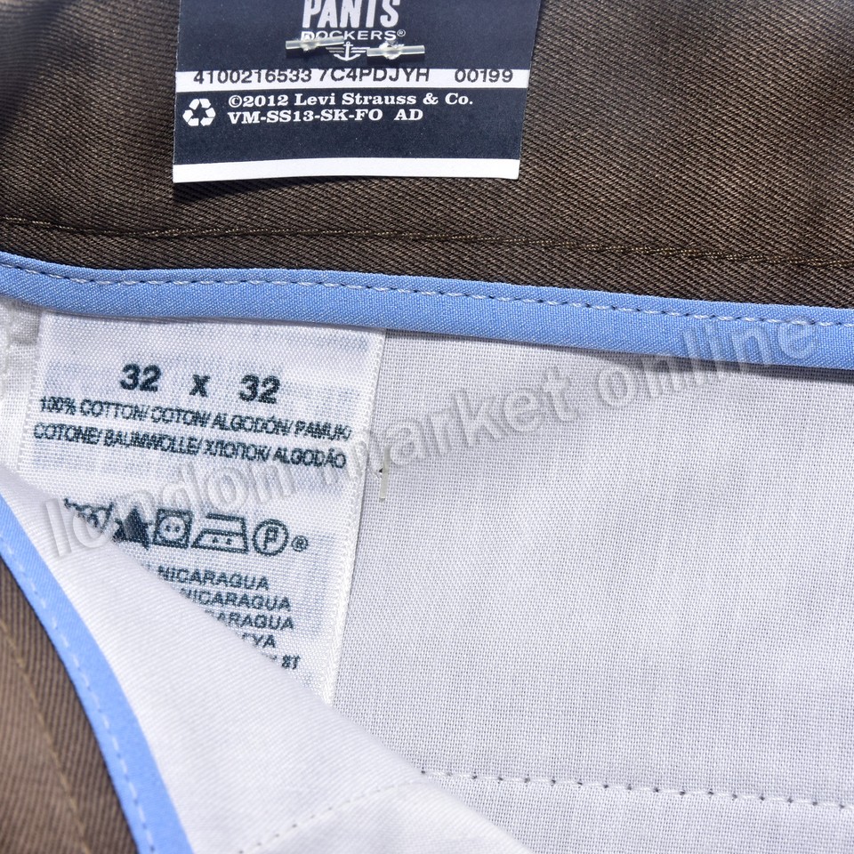 DOCKERS D2 MEN TROUSERS ORIGINAL SIGNATURE KHAKI STRAIGHT FIT FLAT ...