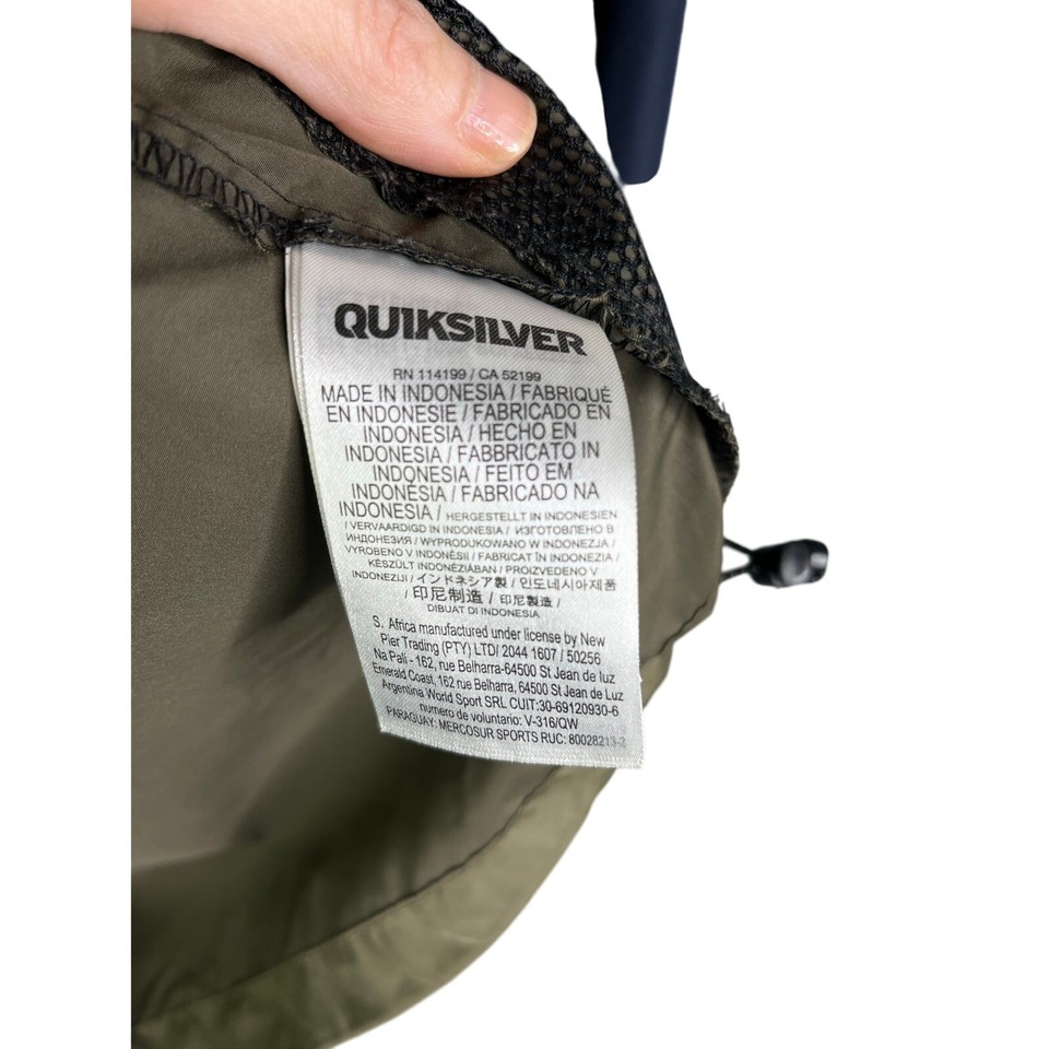 QuickSilver Everyday Windbreaker Jacket Men S Olive Blue Water ...