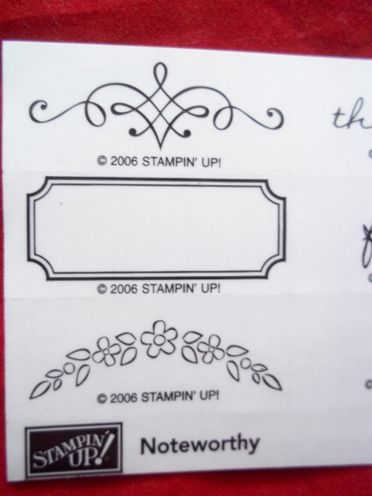 Stampin Up NOTEWORTHY 9 Piece Unmounted Stamp Set THANK YOU - LOVE ...