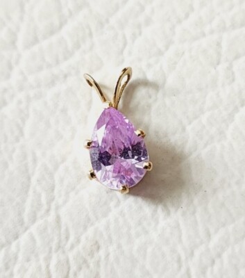 Amethyst Teardrop Pendant 14k Yellow Gold Pear Solitaire 15mm .84g | eBay