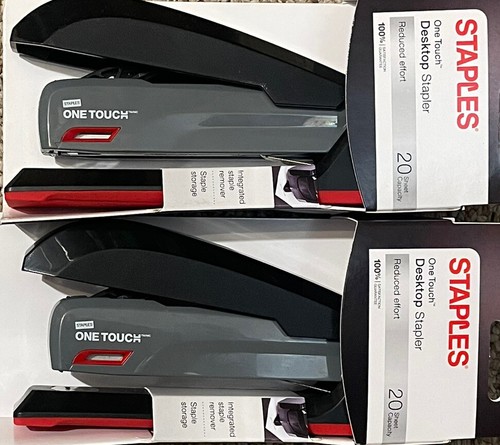 (2 Pack) Staples One-Touch Desktop Stapler Full-Strip Capacity Gray ...