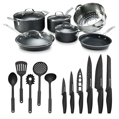 Granitestone 21 Piece Nonstick Cookware Set - Includes Knife Set and ...