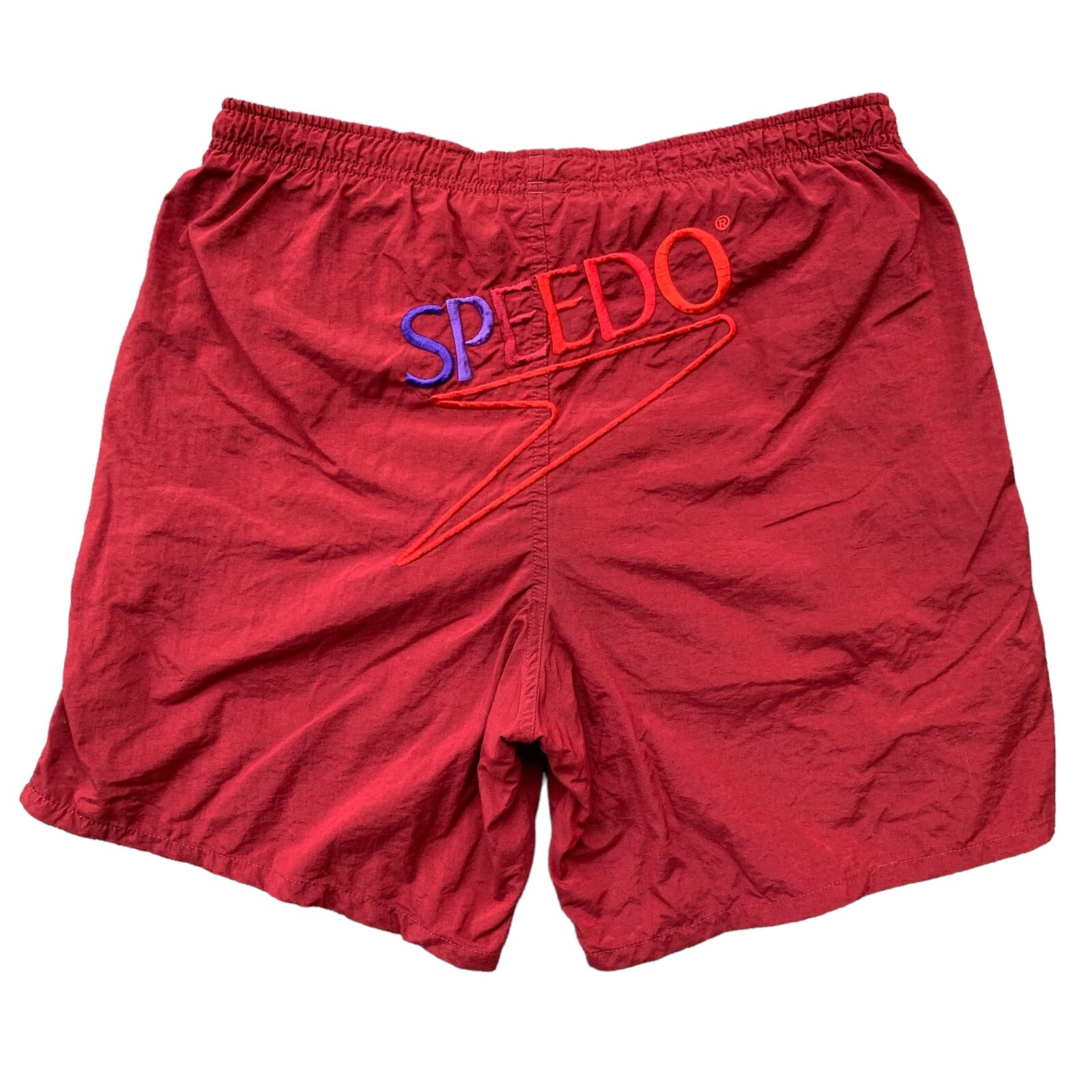 Vtg Speedo Mens Medium Spell Out Shorts Swim Trunks Maroon | eBay