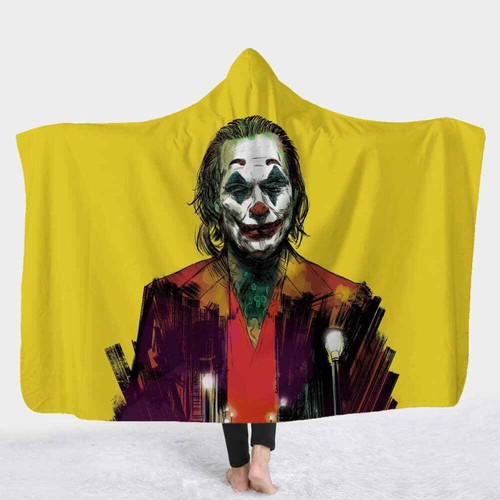 Clown On Yellow Cloth 3D Hooded Blanket Wearable Flannel Throw Blanket ...
